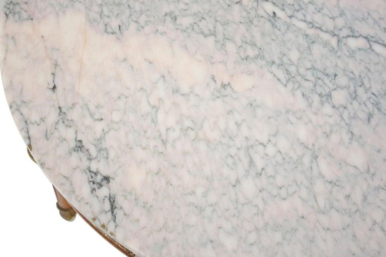 Round Gilt Cocktail Table with Pink Marble Top at 1stDibs