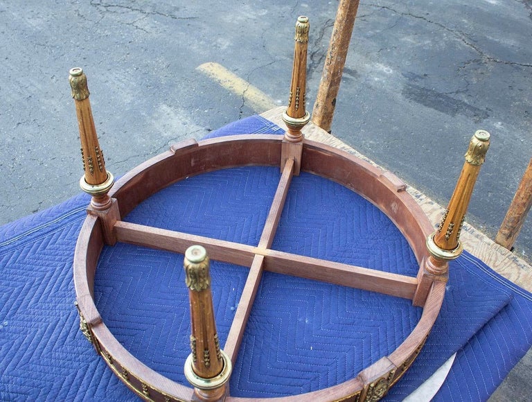 Round Gilt Cocktail Table with Pink Marble Top at 1stDibs