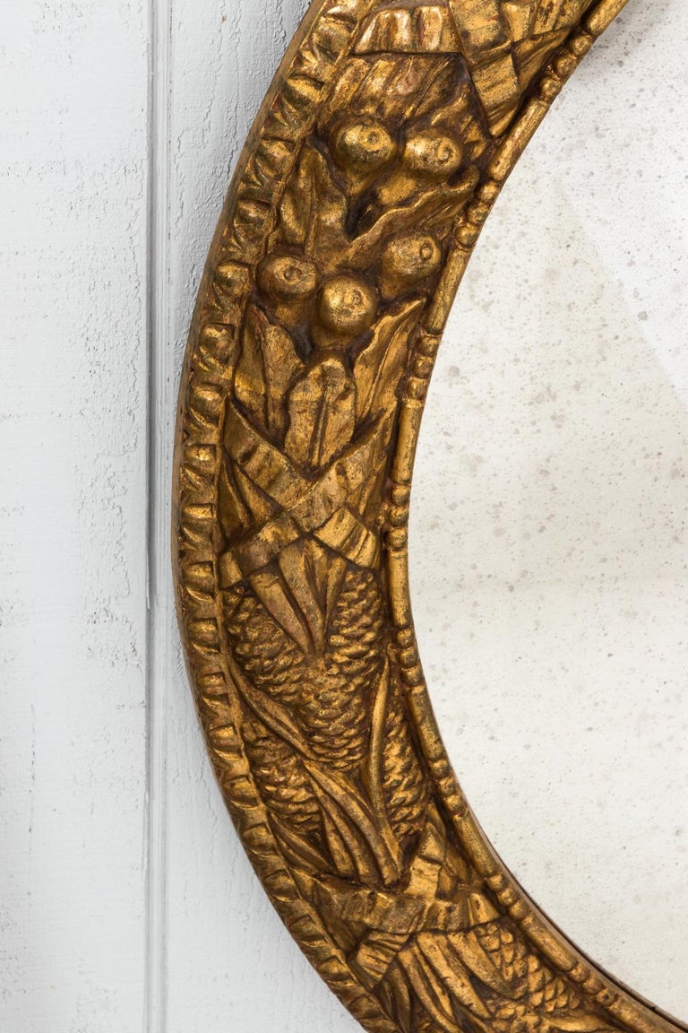 Round Gilt Wood Mirror at 1stDibs