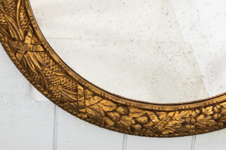 Round Gilt Wood Mirror at 1stDibs