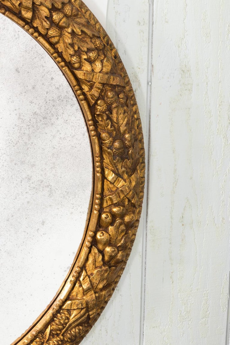 Round Gilt Wood Mirror at 1stDibs