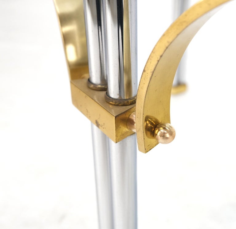 Round Glass Top Chrome Legs Solid Brass Stretchers and Feet Coffee ...