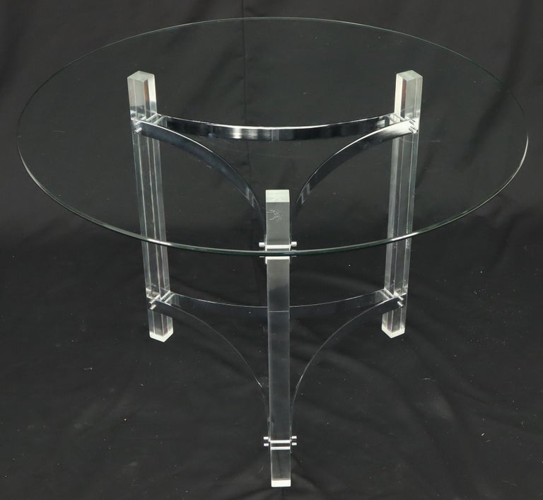Round Glass Top Lucite Base Gueridon Center Cafe Dining Table For Sale ...