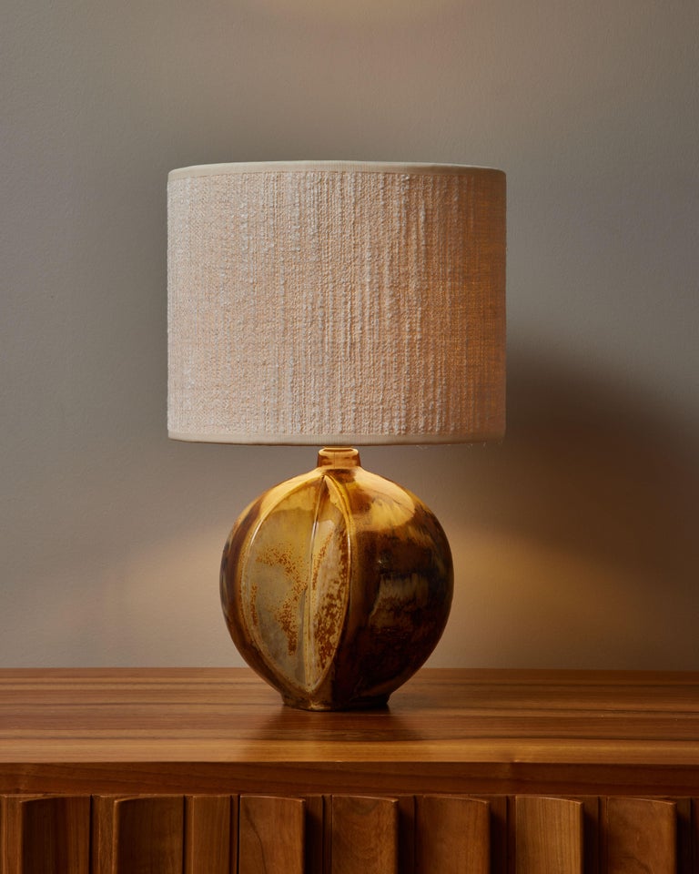 Round Glazed Ceramic Table Lamp by Søholm Stentøj For Sale at 1stDibs