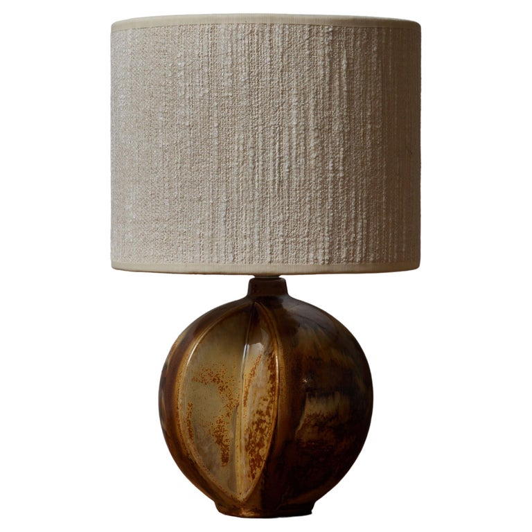 Round Glazed Ceramic Table Lamp by Søholm Stentøj For Sale at 1stDibs