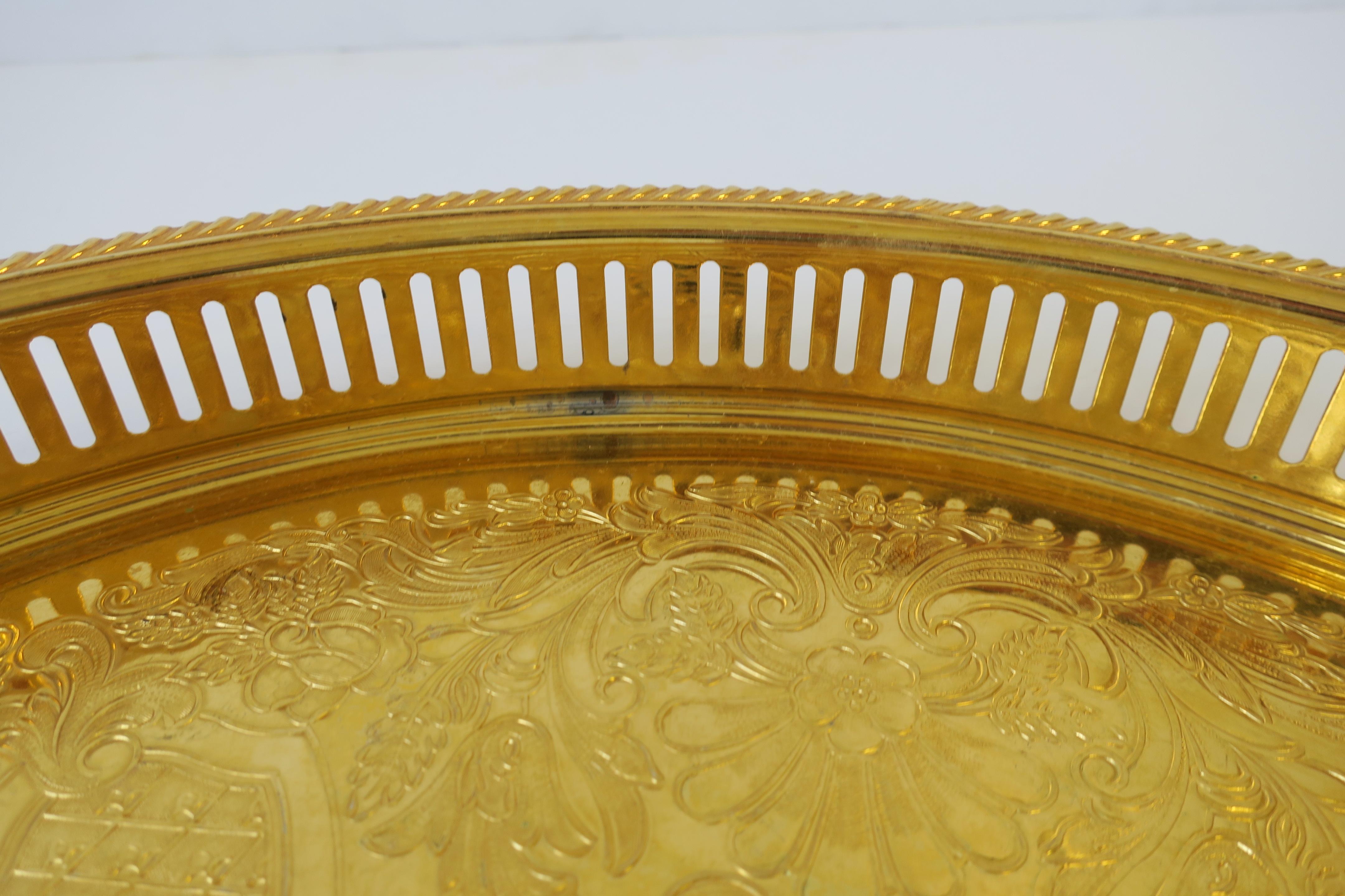 Round Gold Serving Tray at 1stDibs | round gold tray, gold tea tray ...