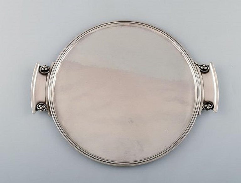 Round "Grape" Tray with Handles in Art Nouveau Style, Model Number 296 ...