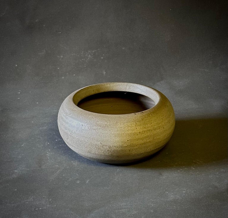 Round Gray Ceramic Vase For Sale at 1stDibs