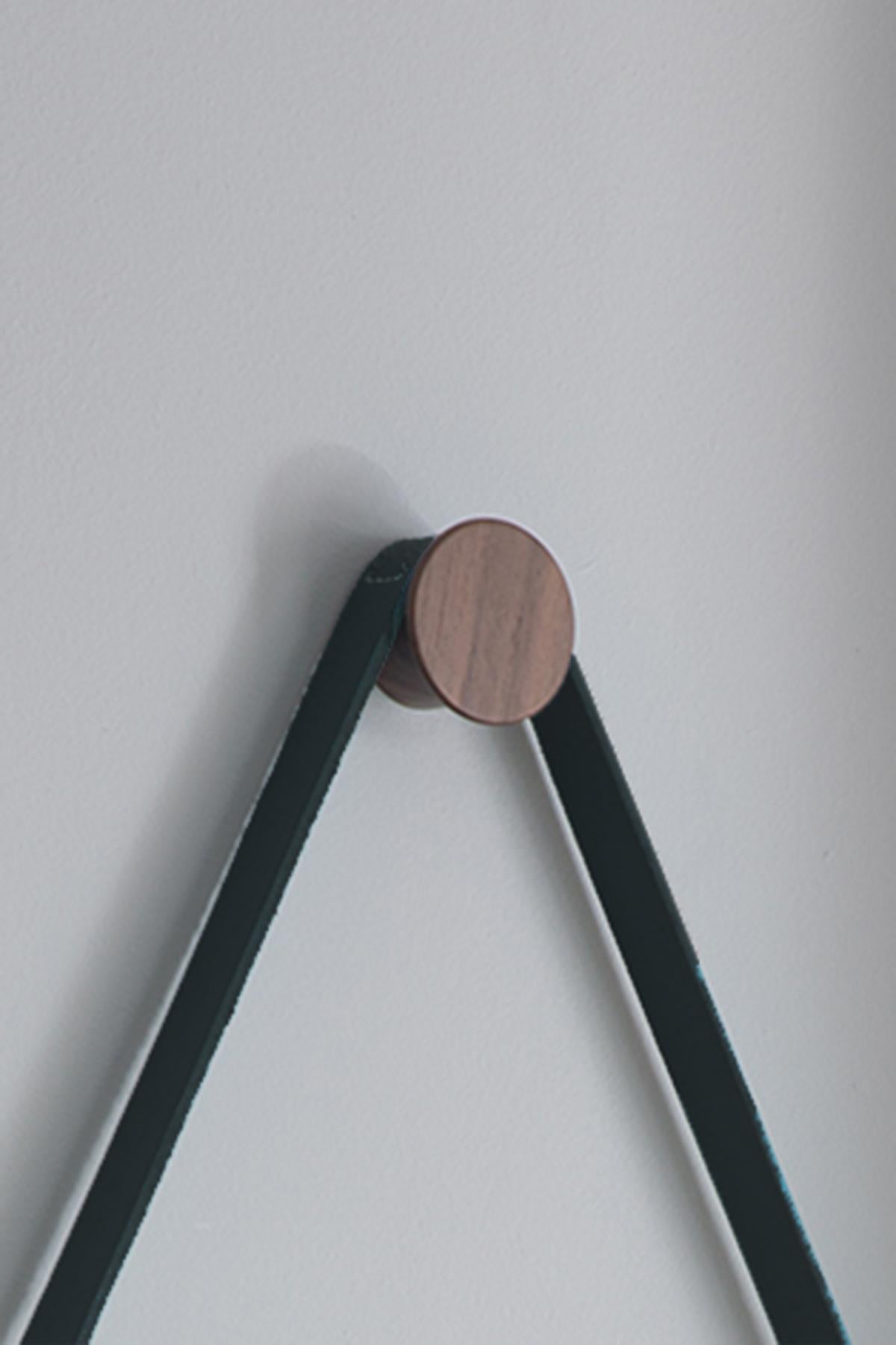 Round Hanging Walnut Loop Mirror For Sale at 1stDibs