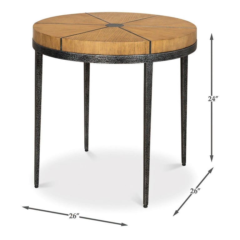 Round Industrial Metal Inlay Side Table For Sale at 1stDibs