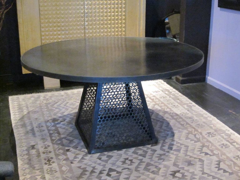 Round Industrial Steel Dining Table, Contemporary at 1stDibs
