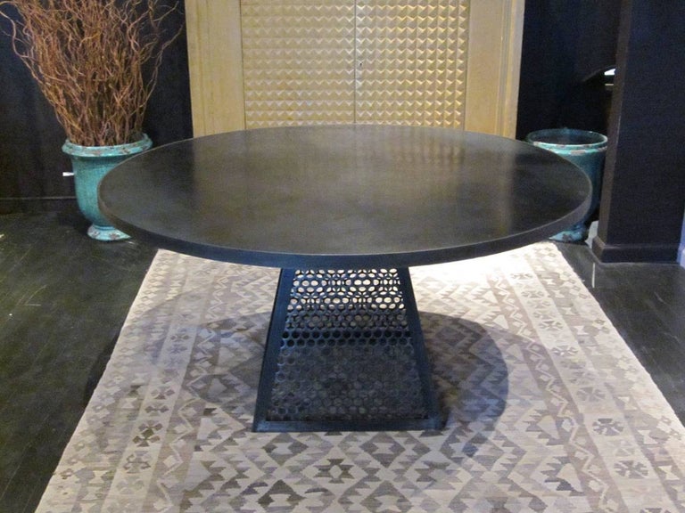 Round Industrial Steel Dining Table, Contemporary For Sale at 1stDibs