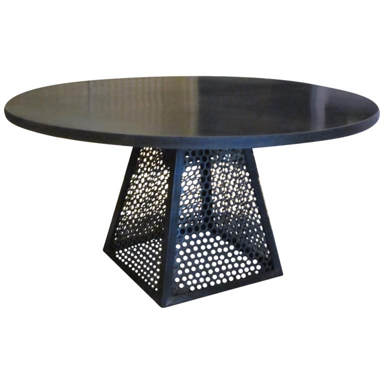 Round Industrial Steel Dining Table, Contemporary For Sale at 1stDibs