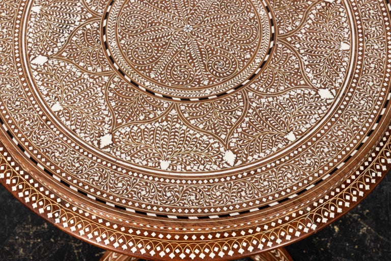 Round Inlaid Wood Pedestal Table at 1stDibs