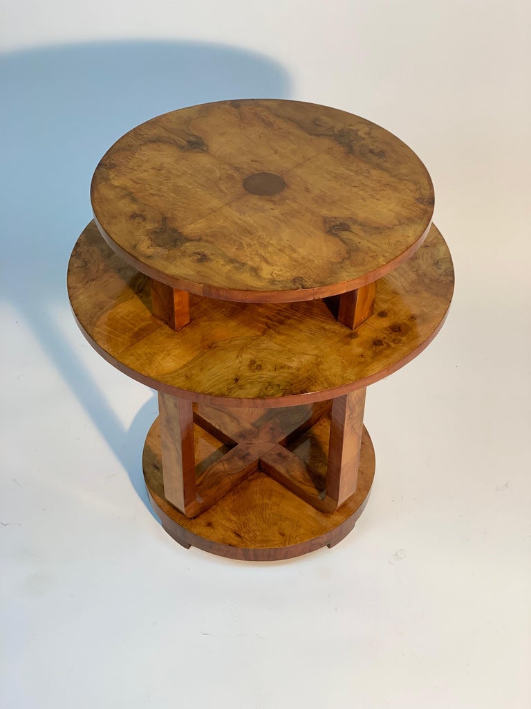 Round Italian Art Deco Double Shelf Side Table By Meroni e Fossati For ...