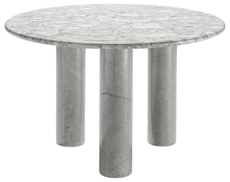 Round Italian Dining Table in White Marble For Sale at 1stDibs