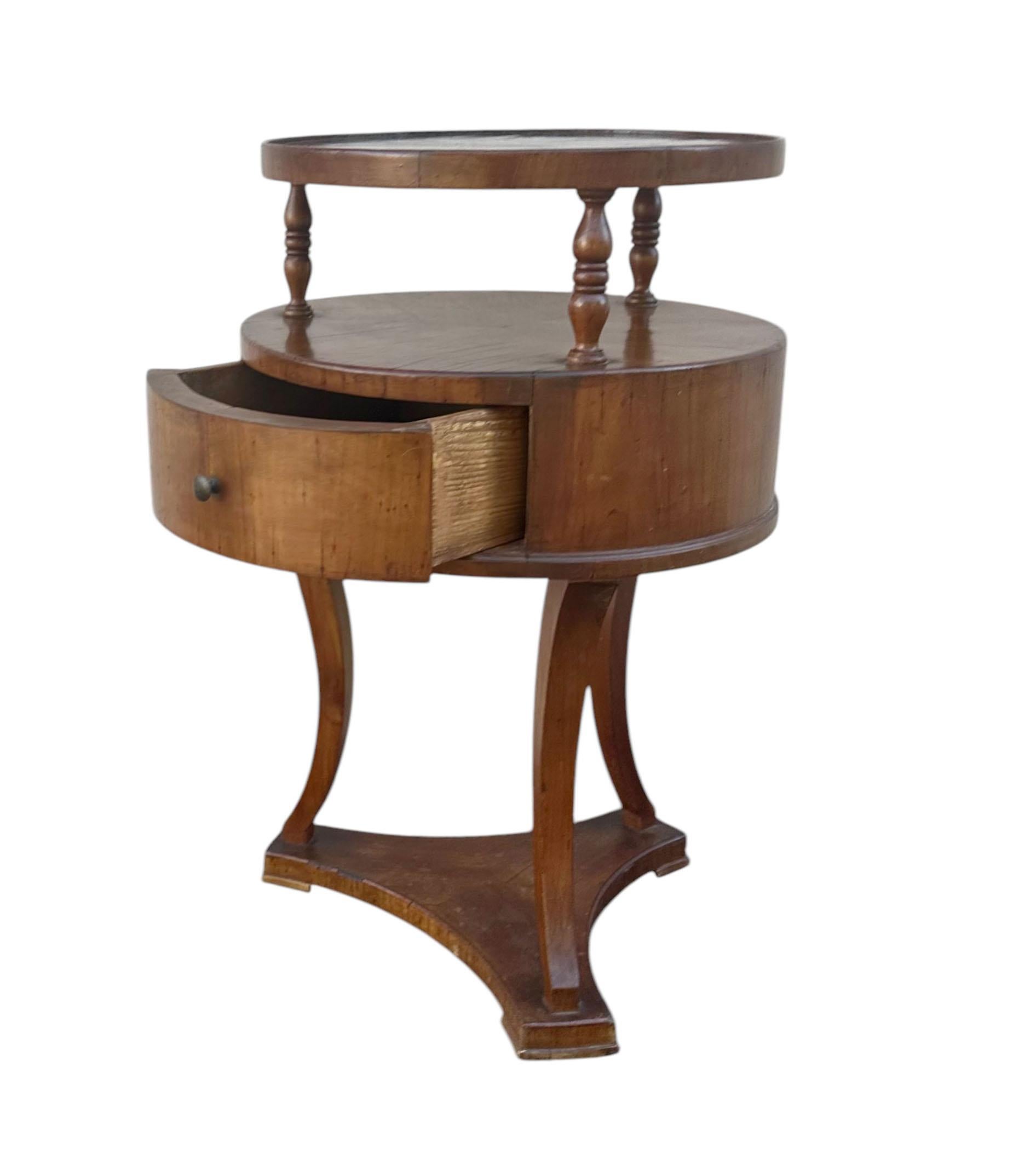 Round Italian End Table With Drawer For Sale at 1stDibs