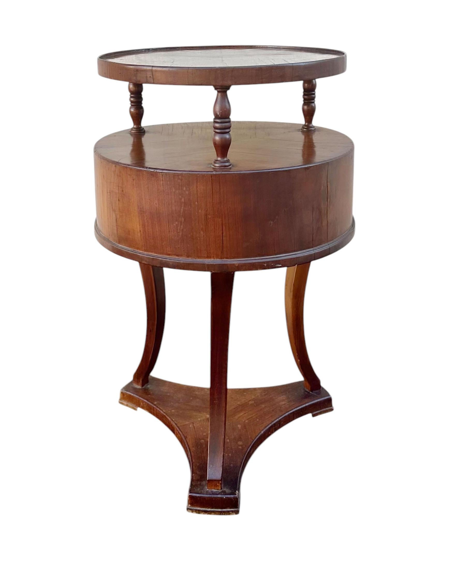 Round Italian End Table With Drawer For Sale at 1stDibs