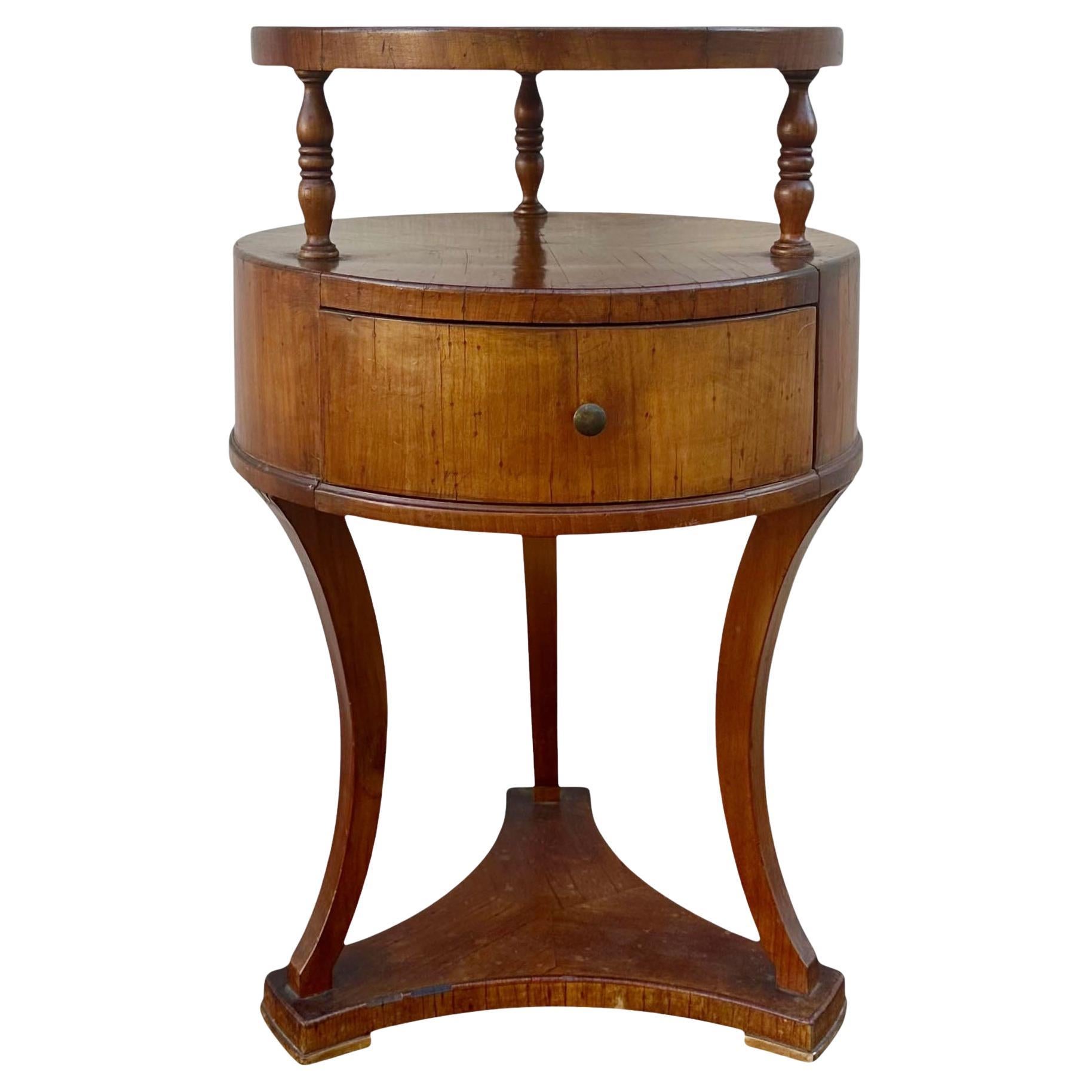 Round Italian End Table With Drawer For Sale at 1stDibs
