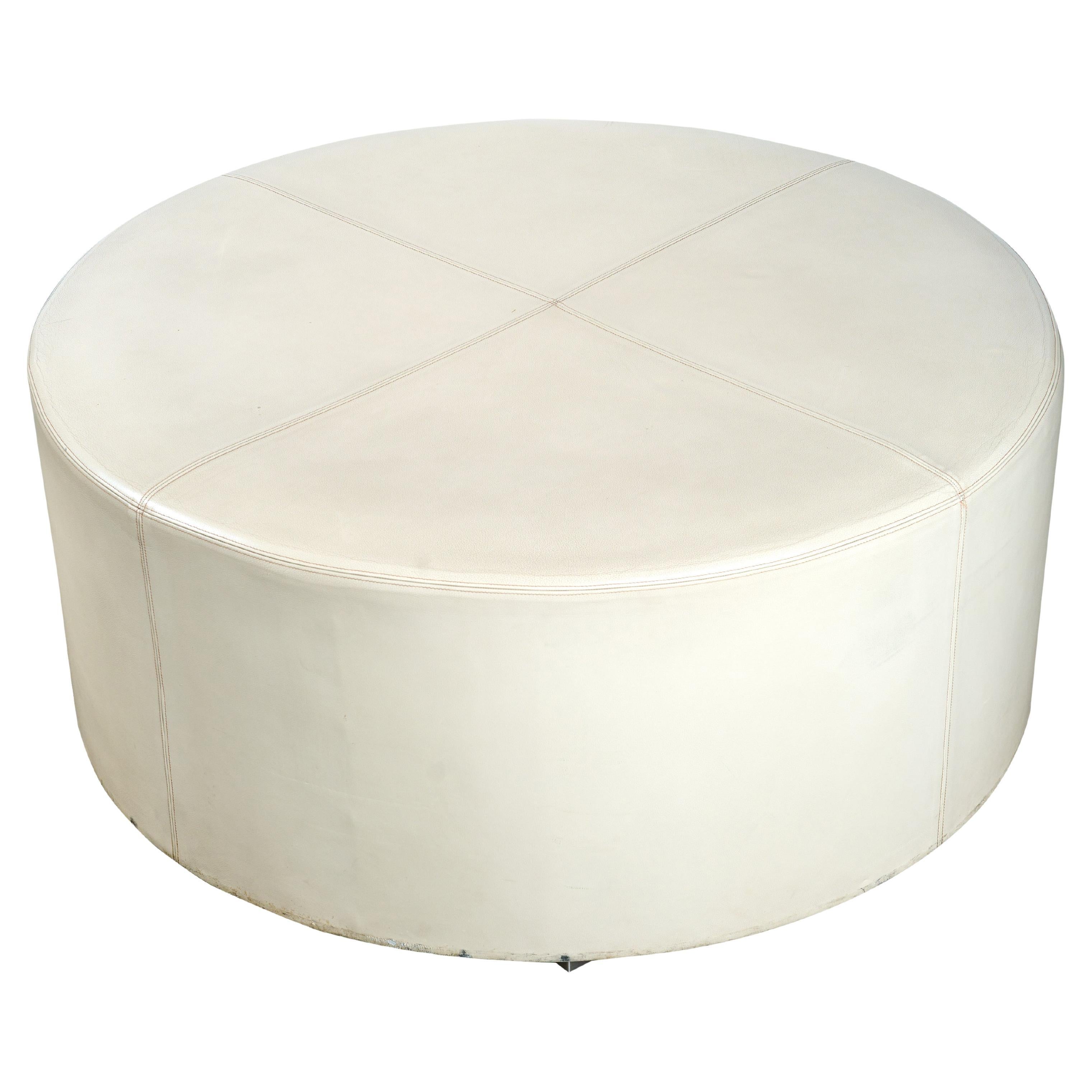 Round Leather Lobby Seat For Sale at 1stDibs