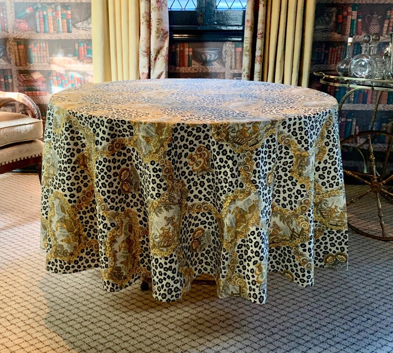 Round Leopard and Chinoiserie Tablecloth at 1stDibs