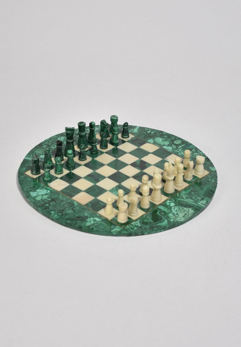 Round Malachite Chess Set For Sale at 1stDibs