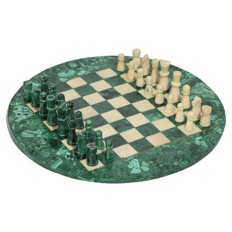 Round Malachite Chess Set For Sale at 1stDibs