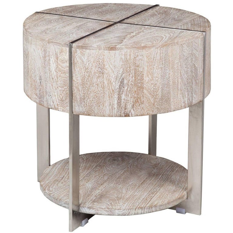 Round Mango Wood End Table For Sale at 1stDibs