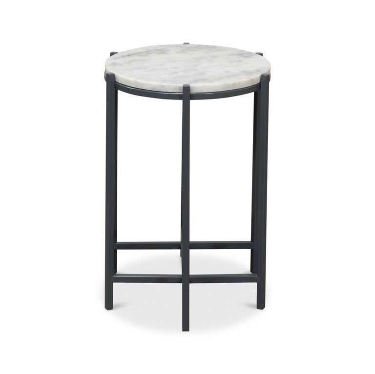 Round Marble and Iron Side Table For Sale at 1stDibs