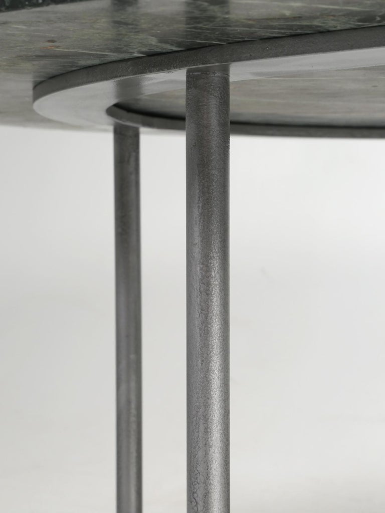 Round Marble Dining Table with a Steel Base for Indoor or Outdoor Use ...
