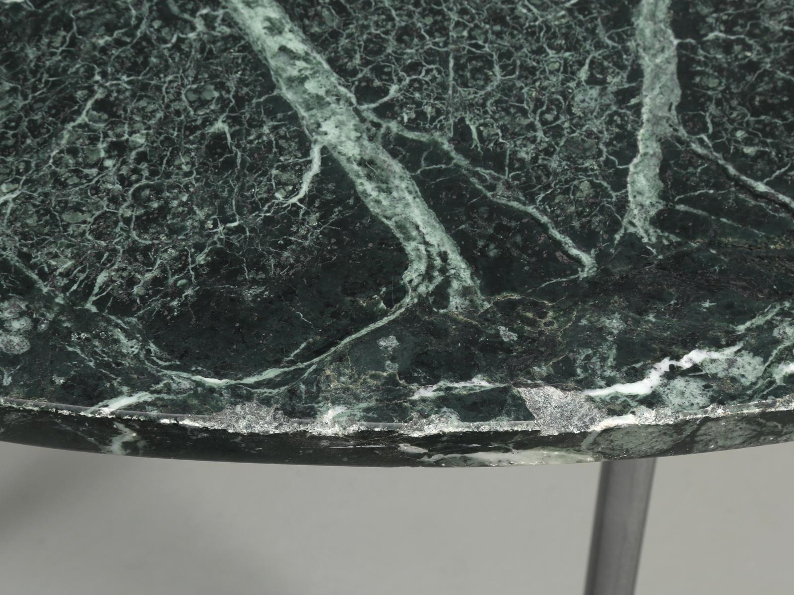 Round Marble Dining Table with a Steel Base for Indoor or Outdoor Use ...