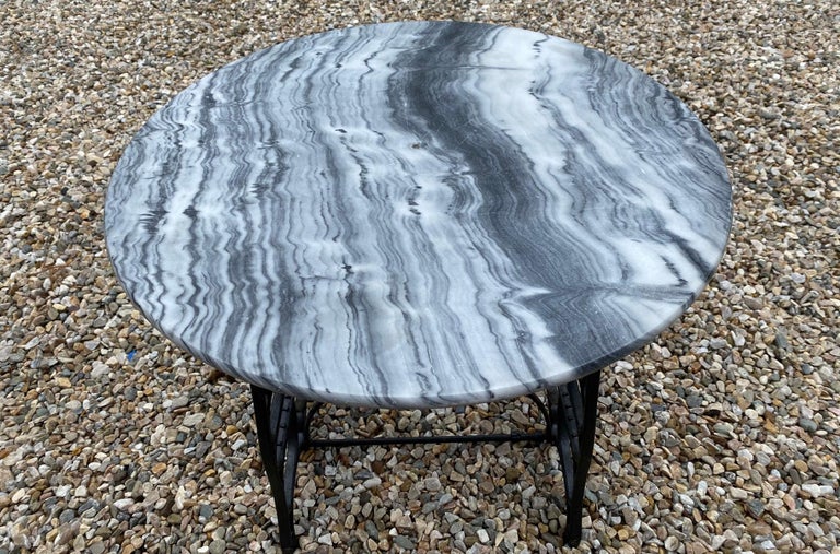 Round Marble Top Garden Dining Table For Sale at 1stDibs