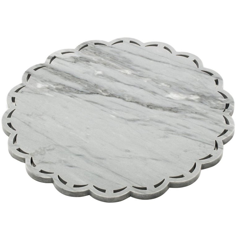 Round Marble Tray or Plate with Lace Edge at 1stDibs