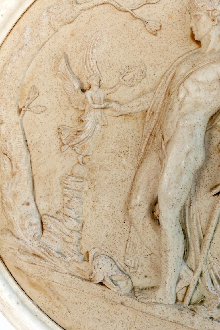 Round Medallion Synthetic Plaster Panel of a Greek Mythological God and ...