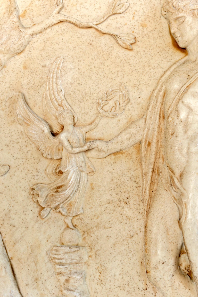 Round Medallion Synthetic Plaster Panel of a Greek Mythological God and ...