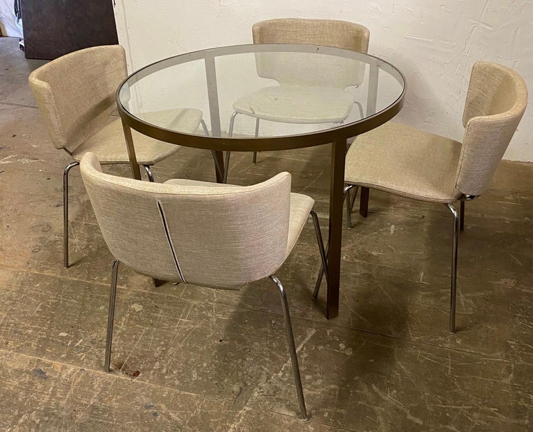 Round Metal and Glass Top Dining or Conference Table For Sale at ...