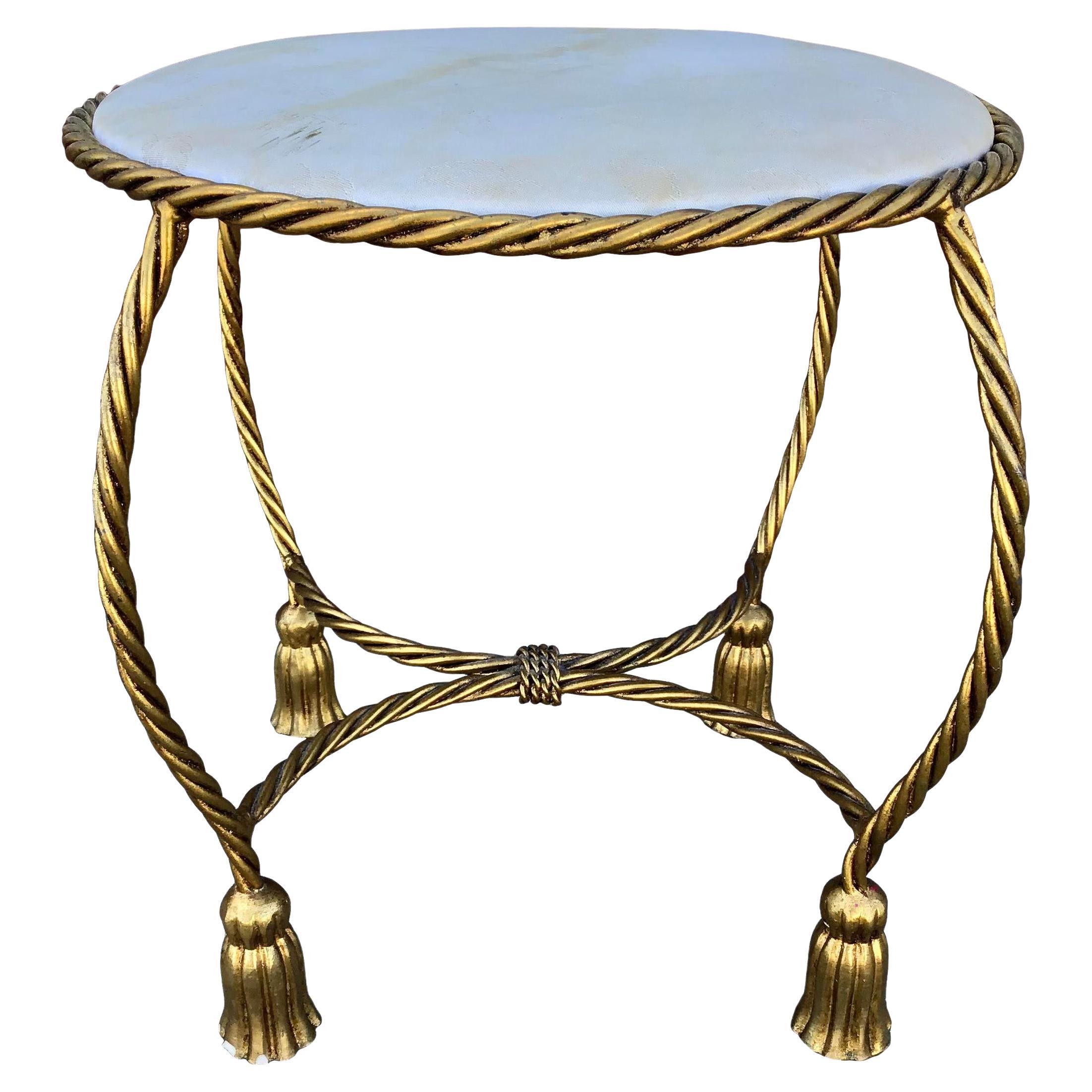 Oval Bench With Tassel Motif in Gold For Sale at 1stDibs