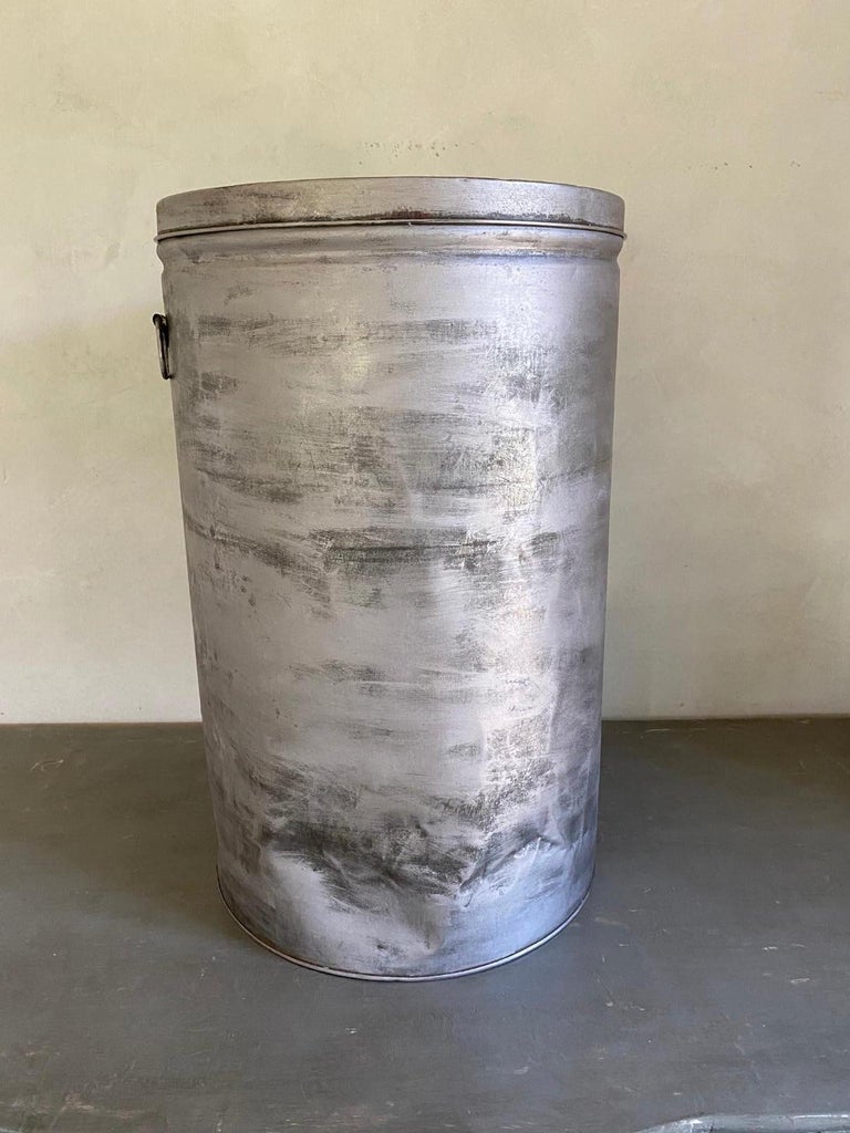 Round Metal Grain Container or Storage Vessel at 1stDibs