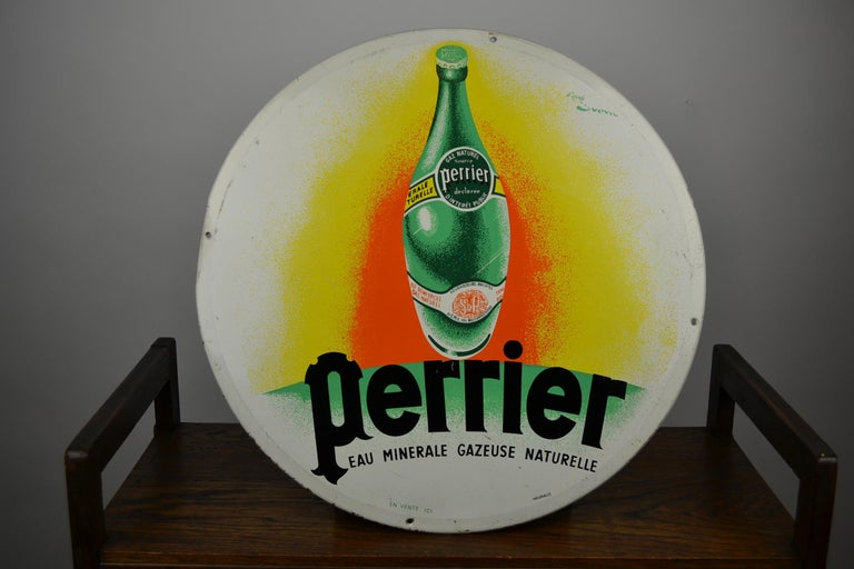 Round Metal Wall Sign, Soda Perrier, Nova, Neuhaus, 1970s at 1stDibs