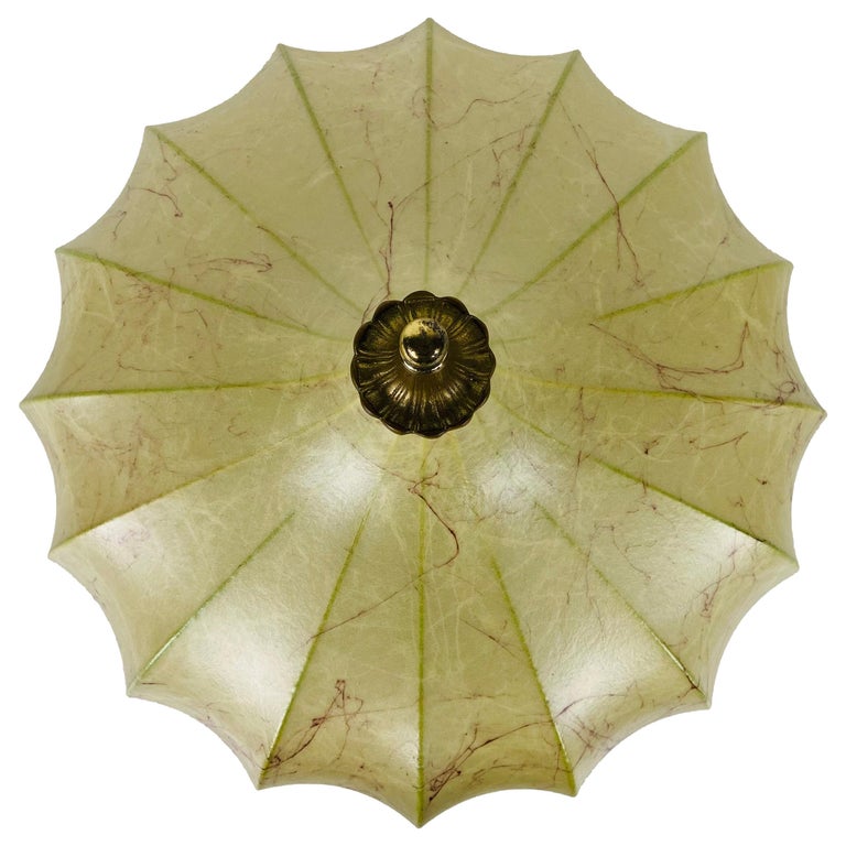 Round Mid-Century Modern Cocoon Flush Mount, 1960s, Italy at 1stDibs