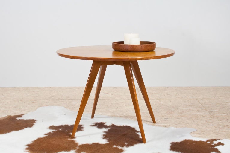 Round Midcentury Side Table in Birch Circular Inlay, Wilhelm Renz ...