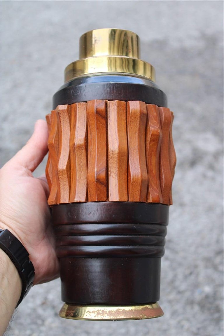 Round Minimal Shaker Mid-century Italian Design Gold Brass and Wood For ...