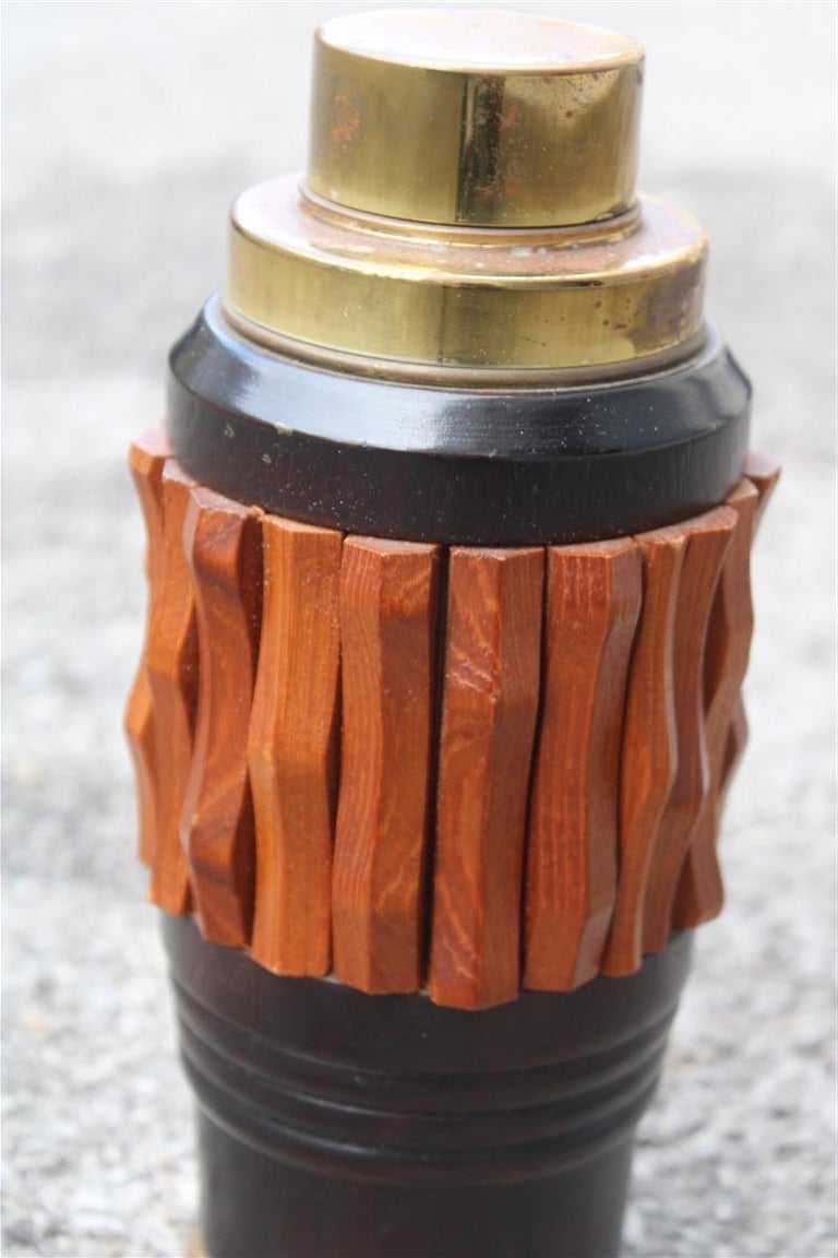 Round Minimal Shaker Mid-century Italian Design Gold Brass and Wood For ...
