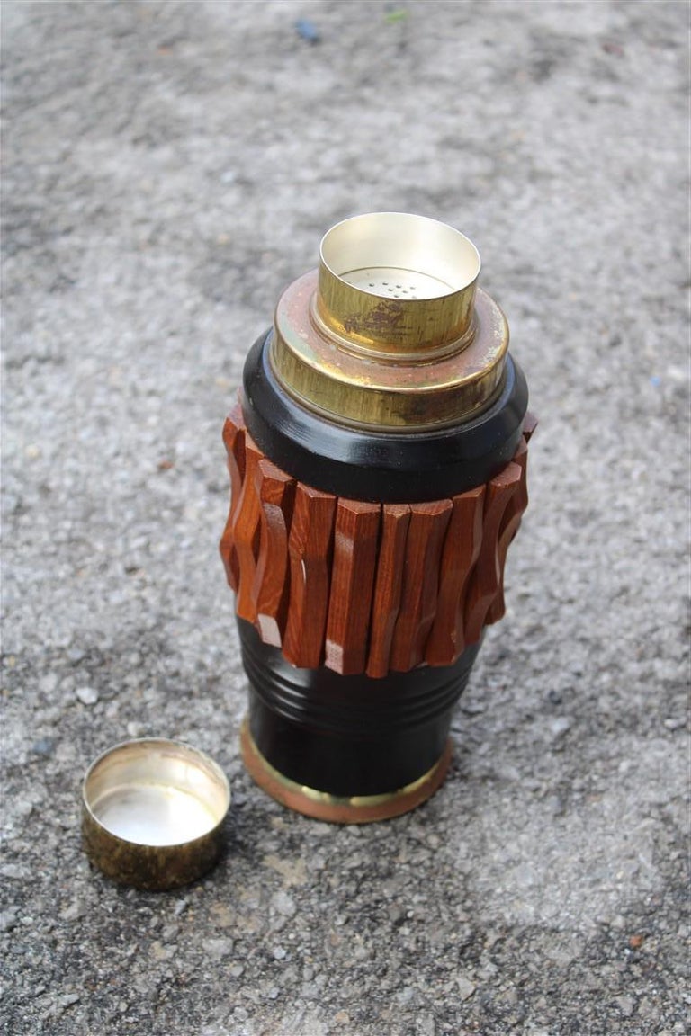 Round Minimal Shaker Mid-century Italian Design Gold Brass and Wood For ...