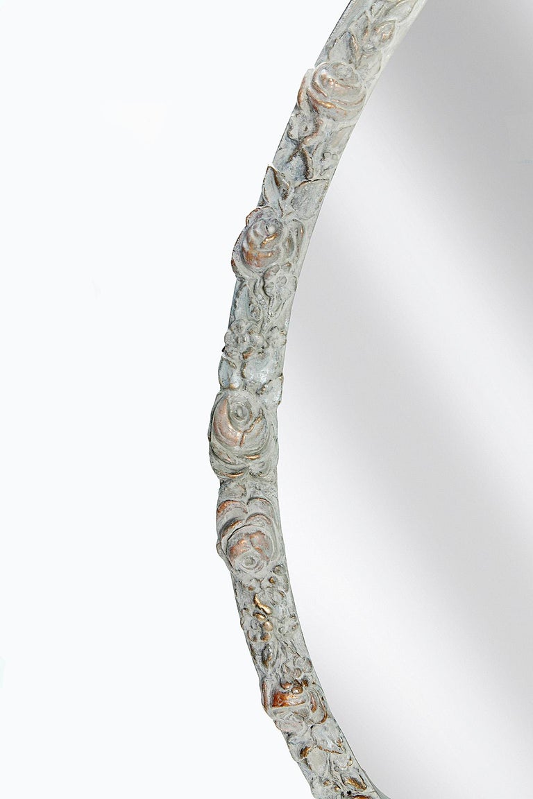 Round Mirror with Roses and Ribbons and Bow For Sale at 1stDibs