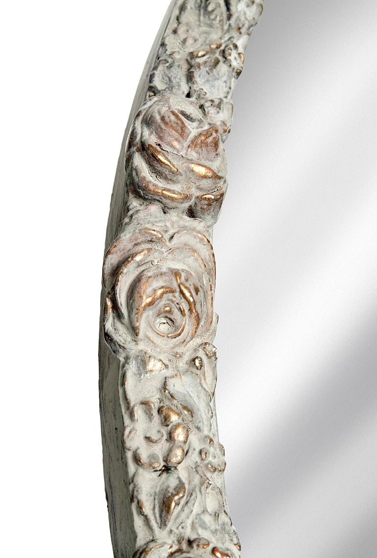 Round Mirror with Roses and Ribbons and Bow For Sale at 1stDibs