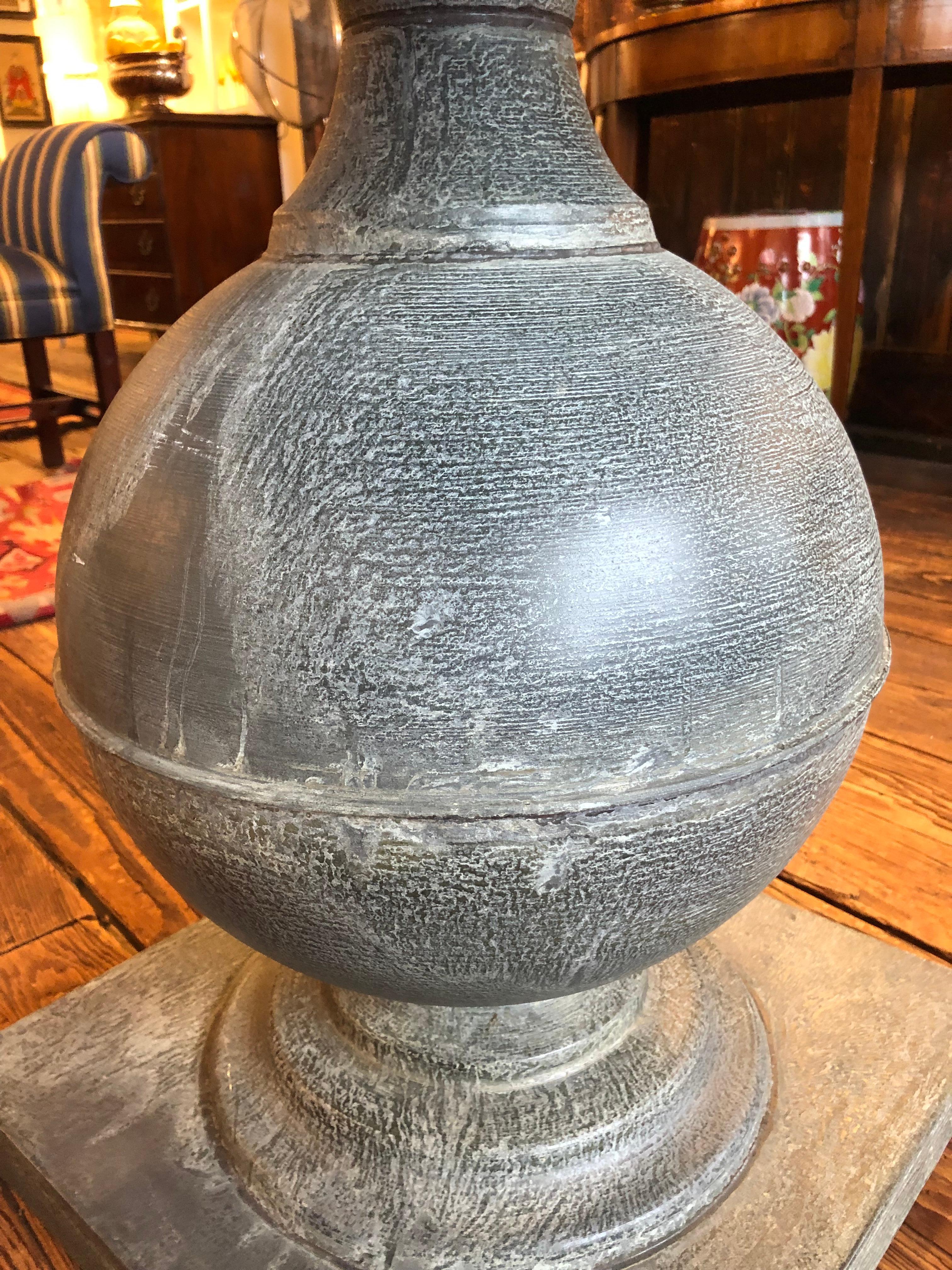 Round Modern Authentic Zinc Dining Table with Sculptural Column Base ...