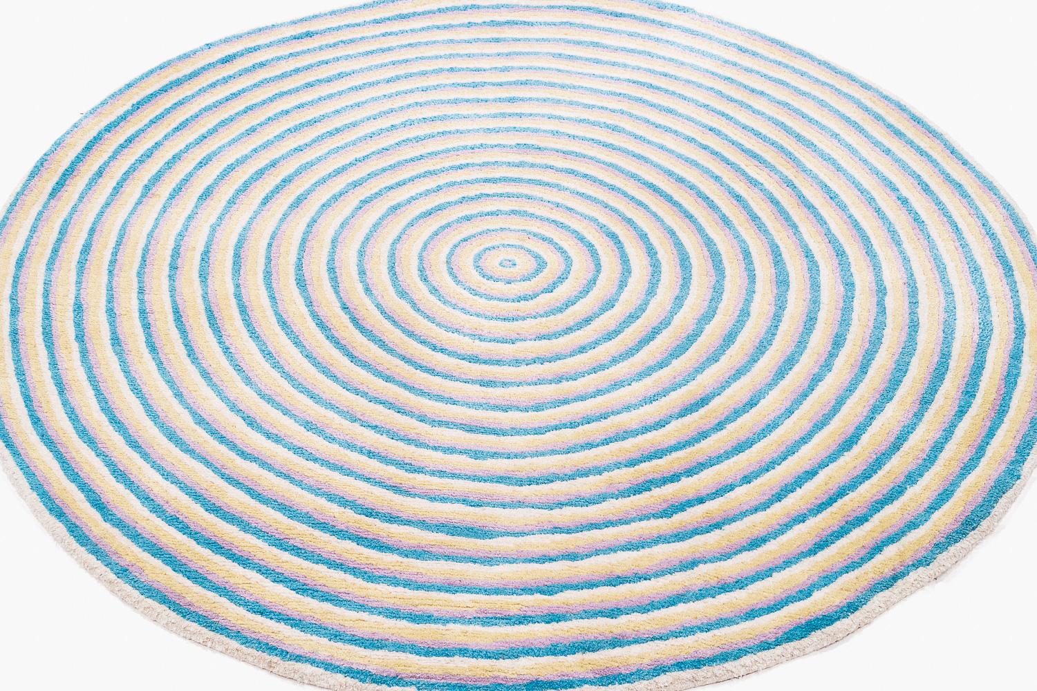 Round Multicolor Rings Silk and Wool Accessory Rug Bullseye by Joseph ...