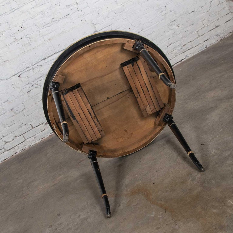 Round Neoclassical Dining Table Center Table Black Age-Distressed ...