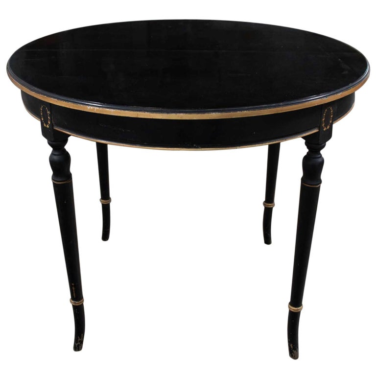 Round Neoclassical Dining Table Center Table Black Age-Distressed ...